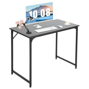 ruesleag computer desk 39’’study working table gaming writing workstation desk w/sturdy metal frame large working area pc desk space-saving for home office meeting room school,black