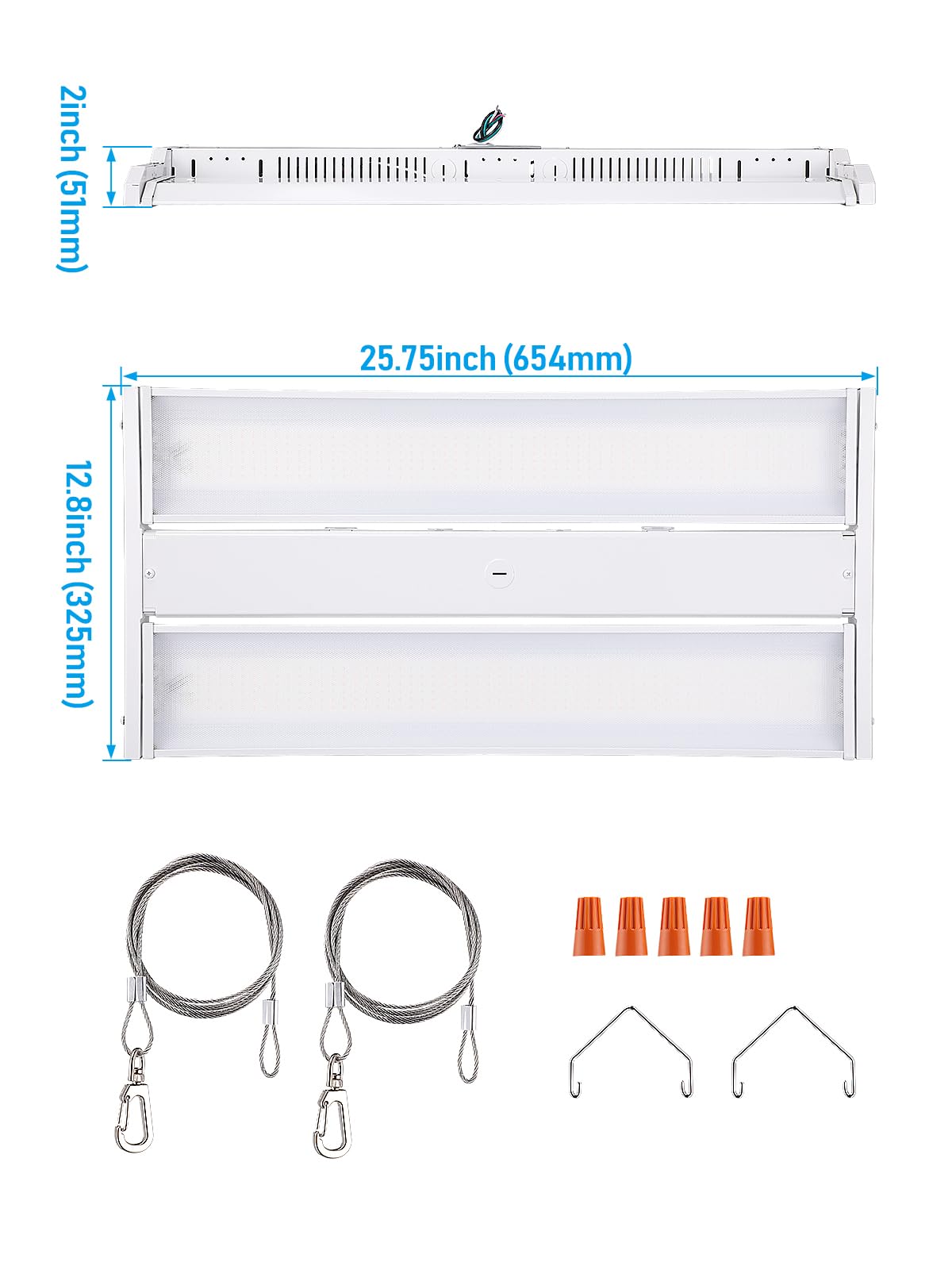 LEONLITE LED Linear High Bay Light 2FT, 220W 29700LM Adjustable Tilt Linear High Bay Shop Light, 135LM/W, 120-277V, 0-10V Dimmable Commercial Hanging Linear Shop Lights for Garage, 5000K Daylight, ETL