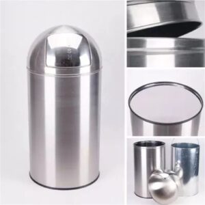 XUNTING Outdoor Garbage Can Stainless Steel Trash Can with Lid Swing Open Trash Can 9.2/13.2 Gallon Commercial Trash Can Perfect for Home Office Recycling Bin(50L)