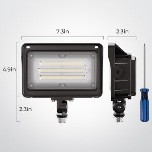 CINOTON 42W LED Barn Light Dusk to Dawn Outdoor Lighting and 50W LED Flood Light Outdoor 5000K Knuckle Mount 1 Pack