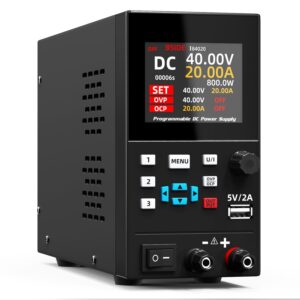 bside programmable dc power supply 40v 20a bench power supply small variable lab power supply adjustable switching regulated wide range power supply with button and knob adjustment, memory function