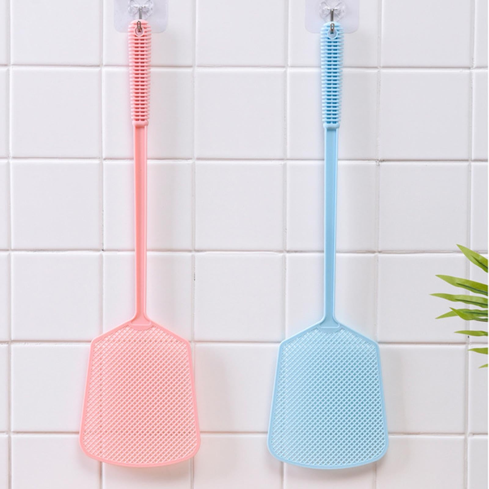 Fly Swatters, 2 Pack Manual Flyswatter Swatter, P-lasticLong Handle Fly Swatters Heavy Duty, Fly Catcher I-nsects Catcher, Fly Swatter Fly K-iller B-UG Swatter for Indoor Outdoor Home Farm