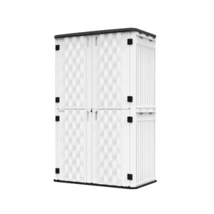 weworth resin outdoor storage shed weather resistance, horizontal storage cabinet waterproof with secure door handle and door holder,52 cu.ft capacity for garden, patios, backyards