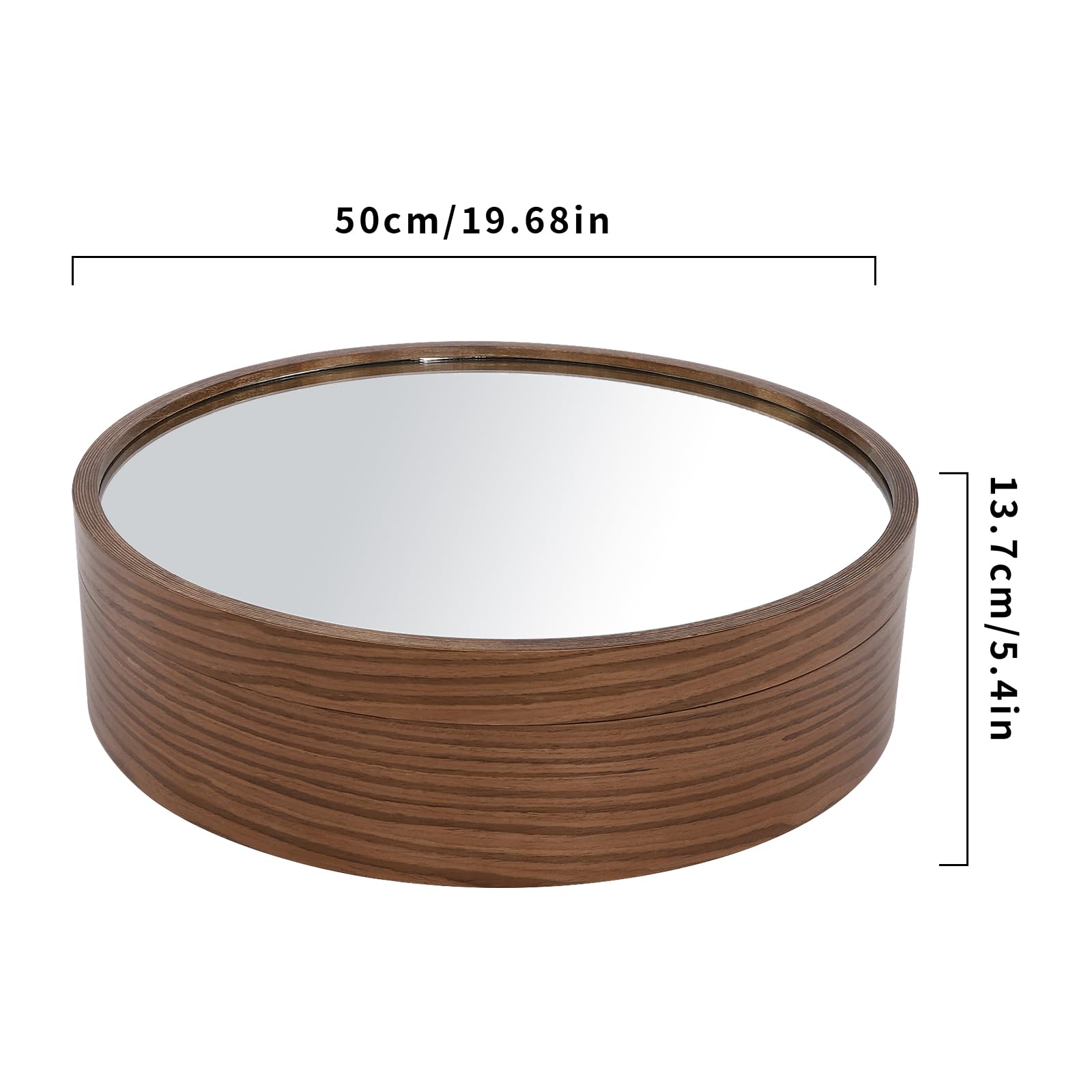 YUMIONB Round Bathroom Mirror Cabinet, Wall-Mounted Bathroom Mirror Cabinet Bathroom Storage Cabinet Bathroom Vanity Mirror Cabinet 3 Level Mirror Cabinet for Bathrooms, Toilets, Balconies (Walnut)