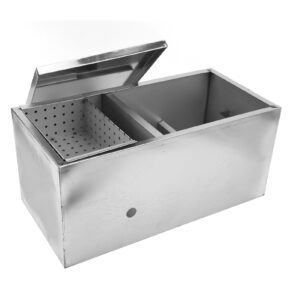 Stainless Steel 3 Stage Filtration Grease Trap Kitchen Grease Interceptor for Restaurant Dual Holes 50x25cm