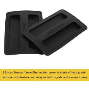 Toaster Cover, 2 Pcs Silicone 2 Slice Toaster Lid Toaster Appliances Top Cover Bread Maker Dust Cover Sandwich Machine Part Accessories (Black)