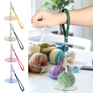 4Pcs Wrist Yarn Holder, Portable Yarn Holder with Wrist Strap, Acrylic Yarn Ball Minder, Detachable Crochet Wrist Holder, Yarn Organizer Crochet Minder for Craft Lovers Crocheting Knitting