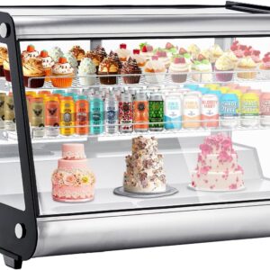 Refrigerated Display Cabinet, 6.5 Cu.Ft./183L Commercial Cake Display Refrigerator, 2-Story Countertop Pastry Display Cabinet, Single-Door Merchandiser With Universal Wheel, Interior Led Lighting