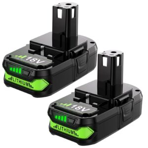 powtree upgraded 3800mah 18v p102 lithium battery replacement for ryobi 18v battery ryobi one+ p107 p108 p103 p104 p105 p106 p109 p122 cordless power tools 2 packs