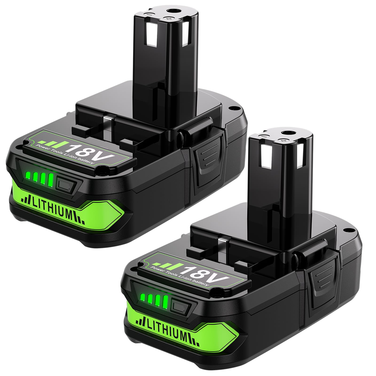 POWTREE Upgraded 3800mAh 18V P102 Lithium Battery Replacement for Ryobi 18V Battery Ryobi ONE+ P107 P108 P103 P104 P105 P106 P109 P122 Cordless Power Tools 2 Packs