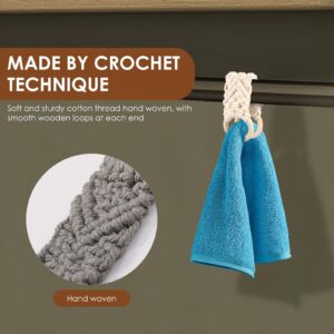 FALESOUL 3 PCS Hanging Kitchen Dish Towel Holder Handmade Crochet Kitchen Towel Hanger Dish Towel Holder Decorative Boho Macrame Kitchen Towel Hanger Loop Ring Towel Holder for Kitchen Bathroom Toilet