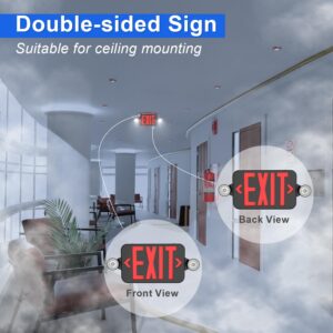 Black LED Exit Sign with Emergency Lights, Adjustable Two LED Head Exit Light with Battery Backup, UL Listed, AC 120/277V, Double Sided Hard Wired Commercial Emergency Light for Business (4 Pack)