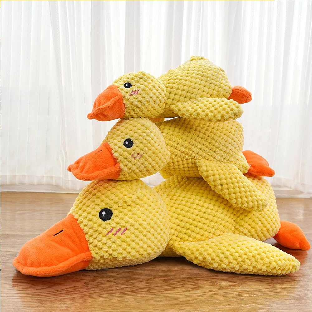 kunishi Calming Duck Dog Toy, Quacker Calming Duck Toy, Emotional Support Duck for Dogs, The Mellow Dog Calming Duck, Yellow Stuffed Duck Dog Chew Toys with Calming Ball (Yellow, Small)