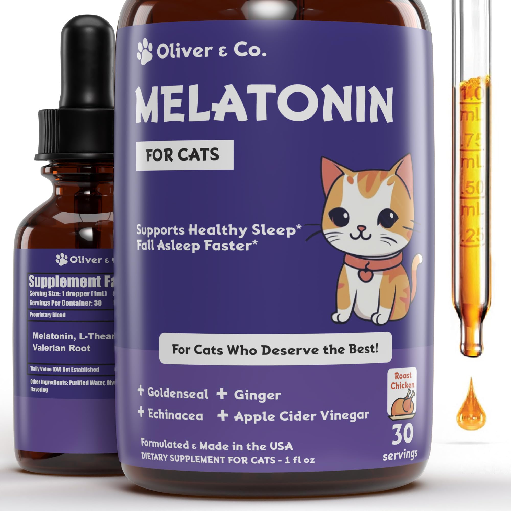 Melatonin for Cats | Supports Healthy, Restful Sleep for Your Cat | Cat Sleep Aid | Cat Calming | Cat Anxiety Relief | Cat Melatonin | Anxiety Relief for Cats | Cat Stress Relief | 1 fl oz