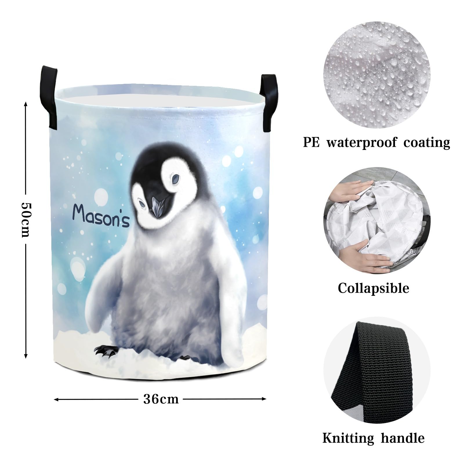 Cute Penguin Laundry Storage Basket, Laundry Hamper Laundry Bag Waterproof Clothes Bin Collapsible, Clothes Hamper for Bathroom, Laundry, College