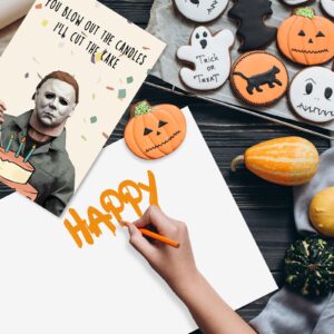 Missonemi Creepy Michael Myers Birthday Card, Funny Horror Movies Killer Bday Greeting Card, Happy Halloween Birthday Gifts Cards, Mike Myers Birthday Decorations, You Blow Out The Candle