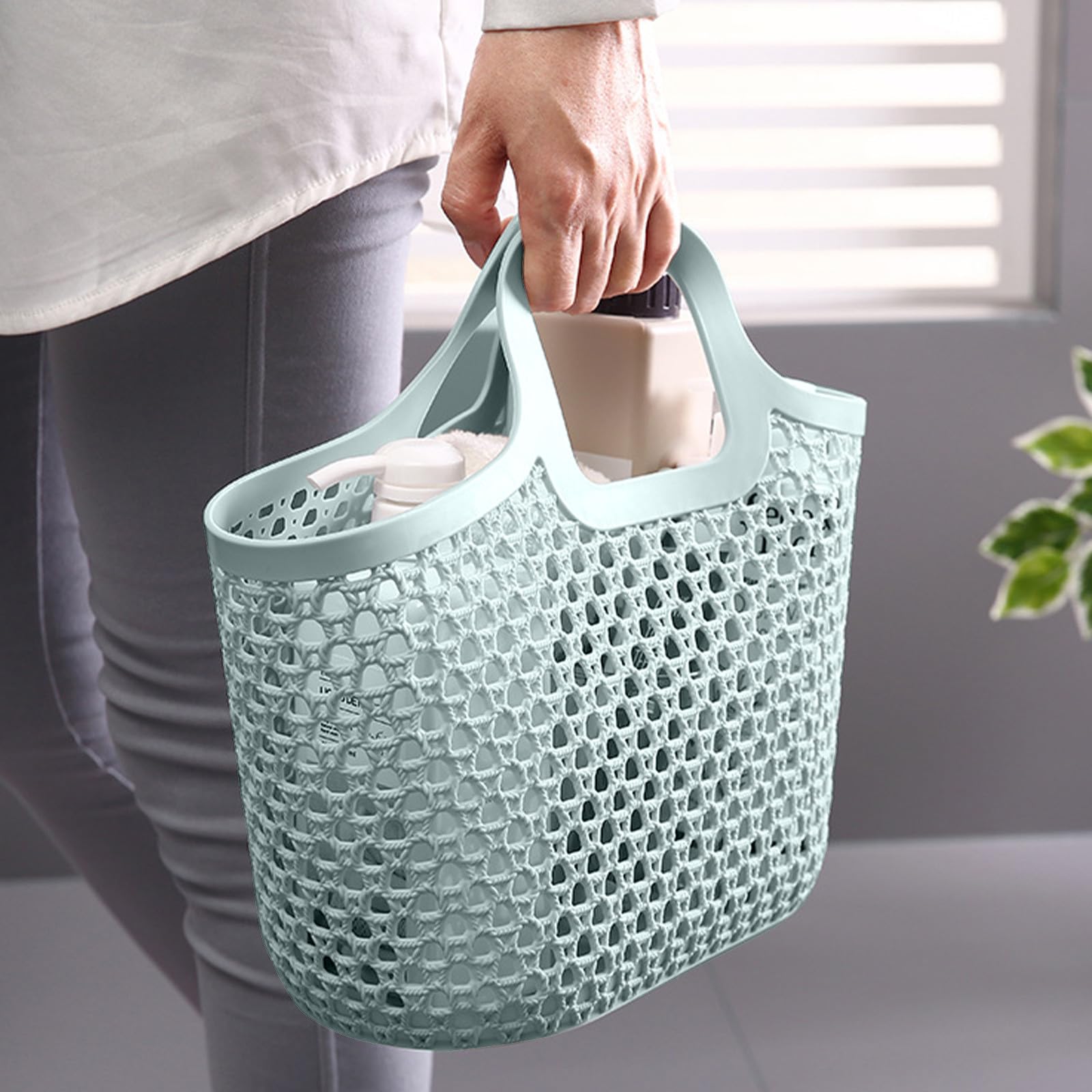 Shower Caddy Bins Organizer Bath Storage Organizer Bin Tote Toiletry Bag Laundry Basket Plastic Hamper for Clothes Plastic Organizer Storage Tote Baskets with Handles