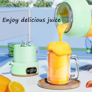 Multifunctional Portable Juicer Cup with Digital Display, Personal Blender for Shakes and Smoothies, Portable Juicer Blender with 42.2 oz Cup, USB Rechargeable, Dishwasher Safe (White-Double Lid)