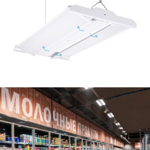 LEONLITE LED Linear High Bay Light 2FT, 220W 29700LM Adjustable Tilt Linear High Bay Shop Light, 135LM/W, 120-277V, 0-10V Dimmable Commercial Hanging Linear Shop Lights for Garage, 5000K Daylight, ETL