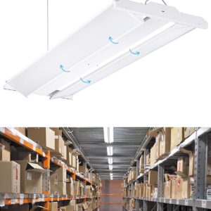 LEONLITE LED Linear High Bay Light 4FT, 225W 30375LM Adjustable Tilt Linear High Bay Shop Light, 135LM/W, 120-277V, 0-10V Dimmable Commercial Hanging Shop Lights for Warehouse, 5000K Daylight, ETL