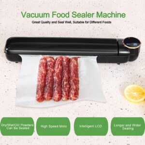 Vacuum Food Sealer Machine,Meat Sealers Packing Freezer Saver,Starter Kit,Dry & Moist Modes,LED Indicator Lights,Kitchen Air Seal Machine with 20PCS Storage Bags,Black