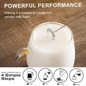 2 Pack Milk Frother, Mini Milk Frother Handheld,Drink Mixer Handheld for Coffee Bar Accessories, Latte, Cappuccino, Frappe, Matcha, Hot Chocolate, Egg,Frother Wand Gift-White