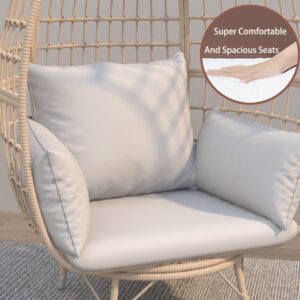 wallowsun Oversized Wicker Egg Chair,All-Weather Indoor Outdoor Lounge Chairs with 4 Cushions, 460lb Capacity,Egg Basket Chair for Patio Backyard Balcony Living Room