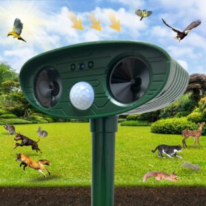 solar ultrasonic animal repellent, cat dog repellent,outdoor animal repeller with motion sensor,sound,cat repellent outdoor repellent waterproof dog repellent for yard garden