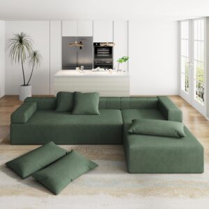 108” Modular Sectional Sofa Couch, L-Shape Upholstered Cloud Couch, Modular L-Shape Sofa Couch with Chaise,Modern Minimalist Couches for Living Room, Free Combination Deep Seat Corner Couch