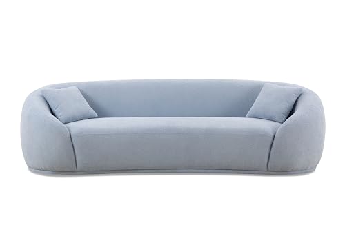 FANYE Stylish Curved Sofa Couch Comfortable Teddy Wool Upholstered Sofa&Couch for 4-5, Mid-Century Modern Living Room Sofá Oversized Beautiful Indoor Sofá&Couch, Easy to Assemble