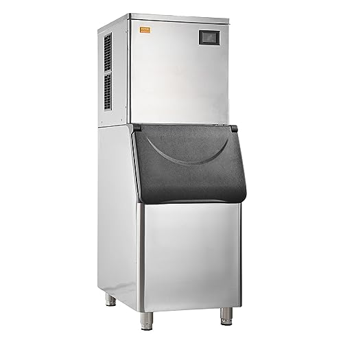 VEVOR Commercial Ice Maker, 450LBS/24H Ice Making Machine with 330.7LBS Large Storage Bin, 1000W Auto Self-Cleaning Ice Maker Machine with 3.5-inch LED Panel for Bar Cafe Restaurant Business