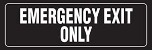 jayudmzi emergency exit only black background with white font business retail outdoor & indoor metal wall sign - 3"x 8"