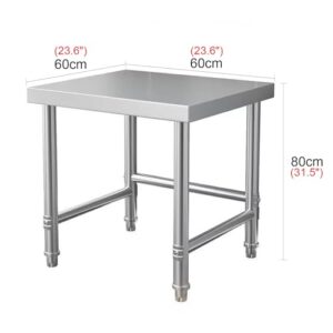 Kitchen Workbench Open Shelves Commercial Multifunctional Single Tier Prep Table Chopping Table Casework Metal Table Stainless Steel Cooktop Shelves(60x60x80cm)