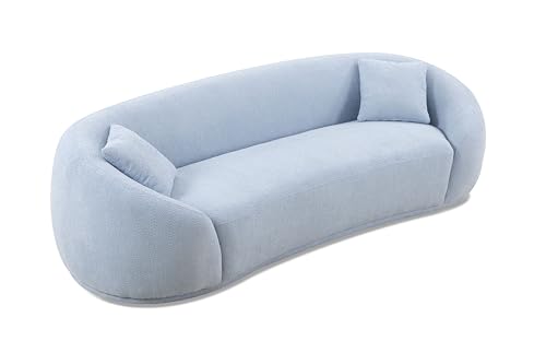 FANYE Stylish Curved Sofa Couch Comfortable Teddy Wool Upholstered Sofa&Couch for 4-5, Mid-Century Modern Living Room Sofá Oversized Beautiful Indoor Sofá&Couch, Easy to Assemble