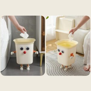 JUNNOTI Funny Large Eye Trash Bin with Feet Garbage Bin Office Rubbish Bin Bathroom Garbage Waste Bucket Kitchen Dustbin