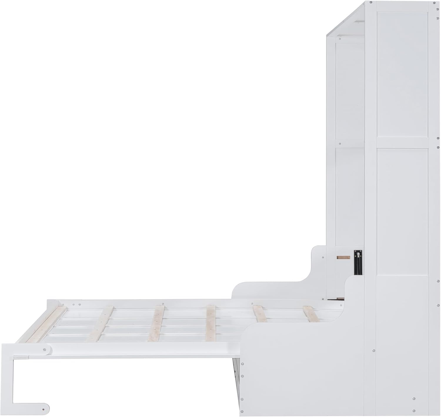 MERITLINE Queen Murphy Bed with Sofa,Wood Murphy Bed Cabinet with Couch,Folding Murphy Wall Bed Queen Size (White)