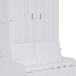 MERITLINE Queen Murphy Bed with Sofa,Wood Murphy Bed Cabinet with Couch,Folding Murphy Wall Bed Queen Size (White)