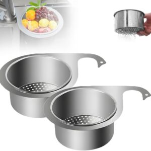 2PCS Stainless Steel Sink Drain Strainer Basket, Drain Basket Quick Drain Kitchen Tools for Food Strainer or Storage Rac