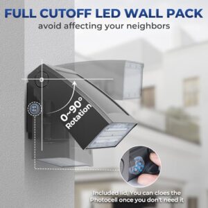 CINOTON 40W LED Wall Pack Light with Dusk to Dawn Photocell and 240W/150W/100W LED Parking Lot Light Outdoor Arm & Slipfitter Mount