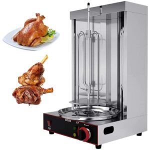 bbq meat machine, vertical kebab doner meat grill, stainless steel gas broilers home rotisserie oven, skewer kebab machine for kitchen with temperature adjustment switch, 50-300℃(electric)