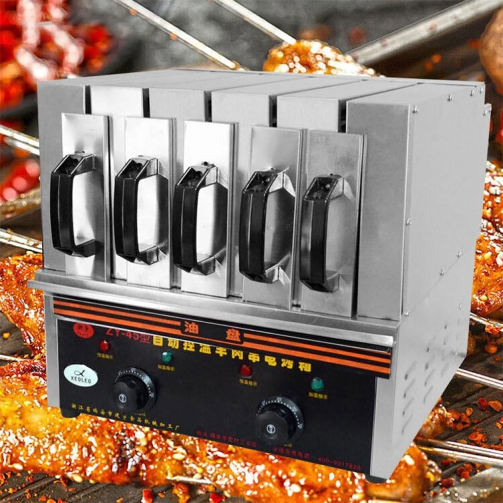 Commercial Electric BBQ Grill, 3600W Smokeless 50 Skewers Grill Oven Machine, 5 Groups Kebab Rotisserie Making Skewers Oven with Adjustable Temperature, for Garden Picnic Camping Indoor Outdoor