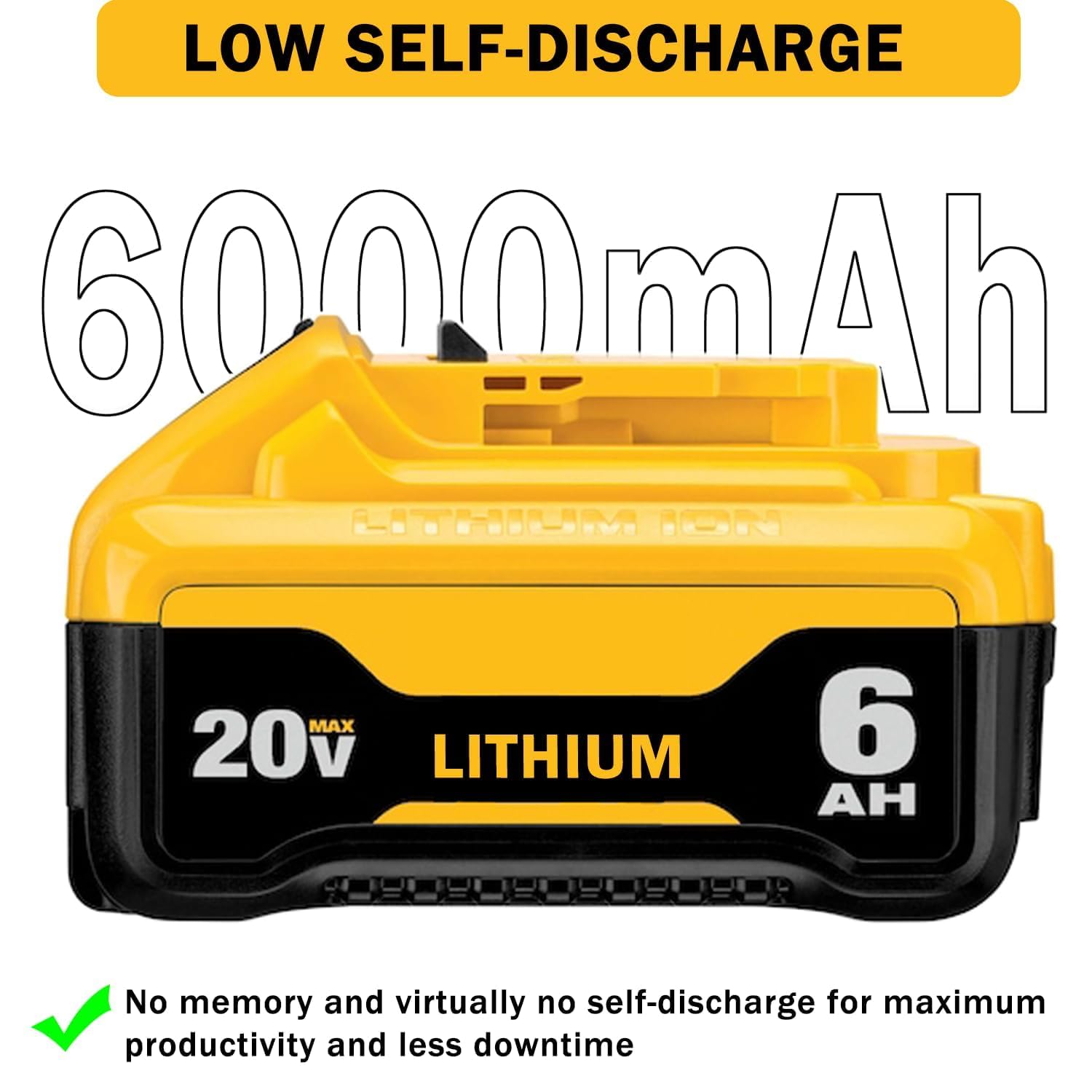 Xmenany 8-Pack 6.0-Ah Replacement for DEWALT 20V Battery Max X*R Lithium ION DCB200 DCB204 DCB206 DCB201 DCB203 DCB181 DCB180