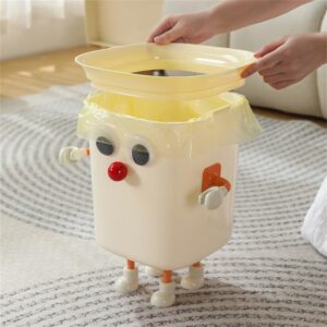 JUNNOTI Funny Large Eye Trash Bin with Feet Garbage Bin Office Rubbish Bin Bathroom Garbage Waste Bucket Kitchen Dustbin