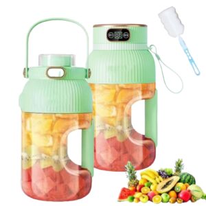 cohbskj yulyoie multifunctional portable juicer cup with digital display, portable blender usb rechargeable, portable smoothie blender on the go (green-double cups and lids)