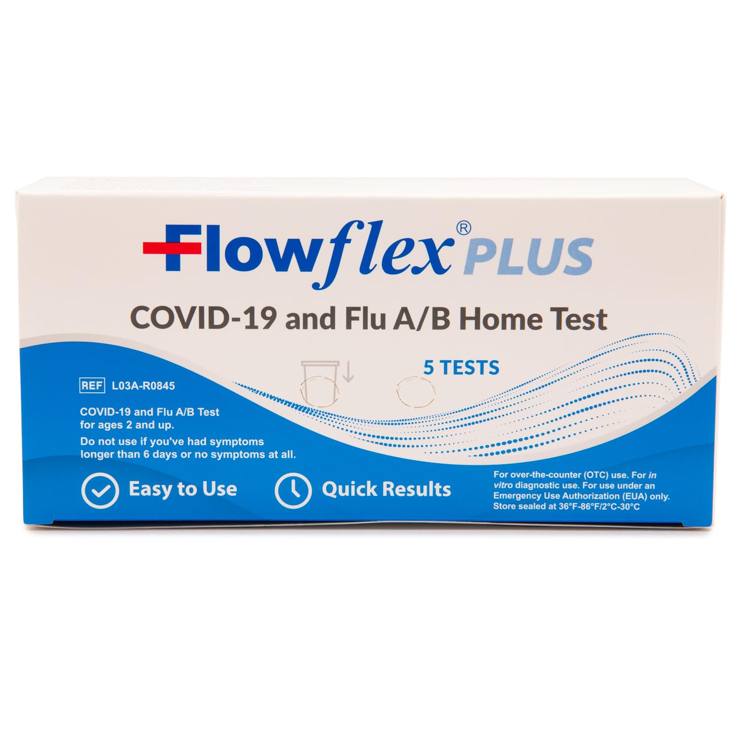 Flowflex® Plus COVID-19 and Flu A/B Home Test - (1 Package, 5 Tests) Flu A&B 3-in-1 Antigen Rapid Test, Results in 15 Minutes, FDA Authorized. Non-invasive Nasal Swab, Easy to Use with No Discomfort