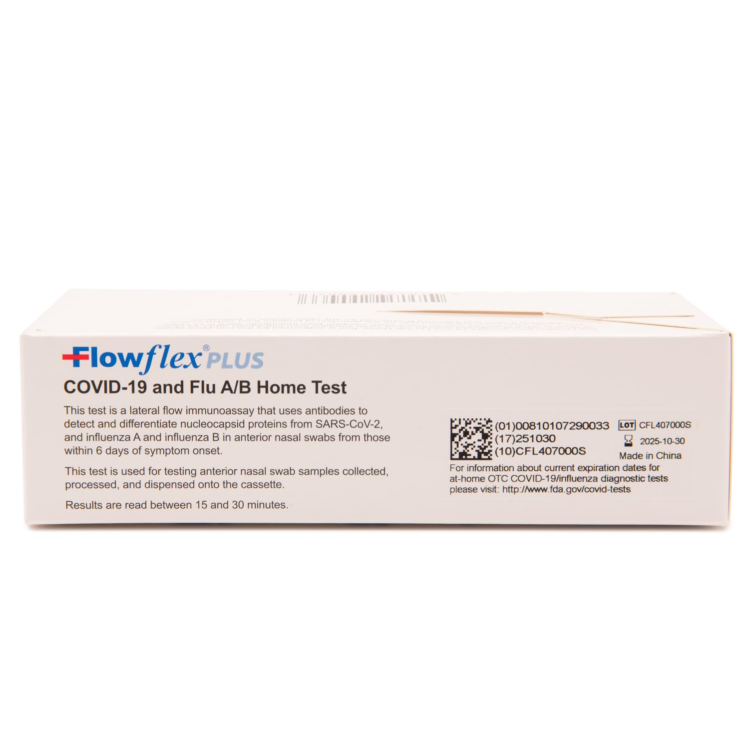 Flowflex® Plus COVID-19 and Flu A/B Home Test - (1 Package, 5 Tests) Flu A&B 3-in-1 Antigen Rapid Test, Results in 15 Minutes, FDA Authorized. Non-invasive Nasal Swab, Easy to Use with No Discomfort