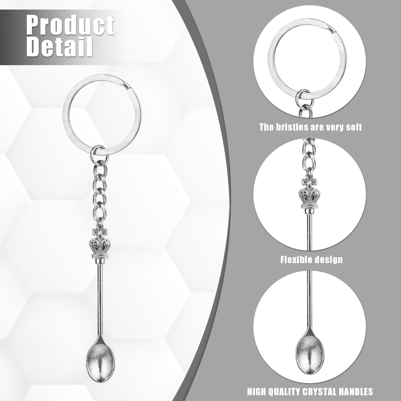 Molain 4PCS Mini Crown Spoon Keychain, Mini Spoon Teaspoon with Keyring Pendant Key Ring Teaspoon Keyring Crown Teaspoon Mini Spoon for Filling Vials with Salts, Sand, Glitter(Silver)