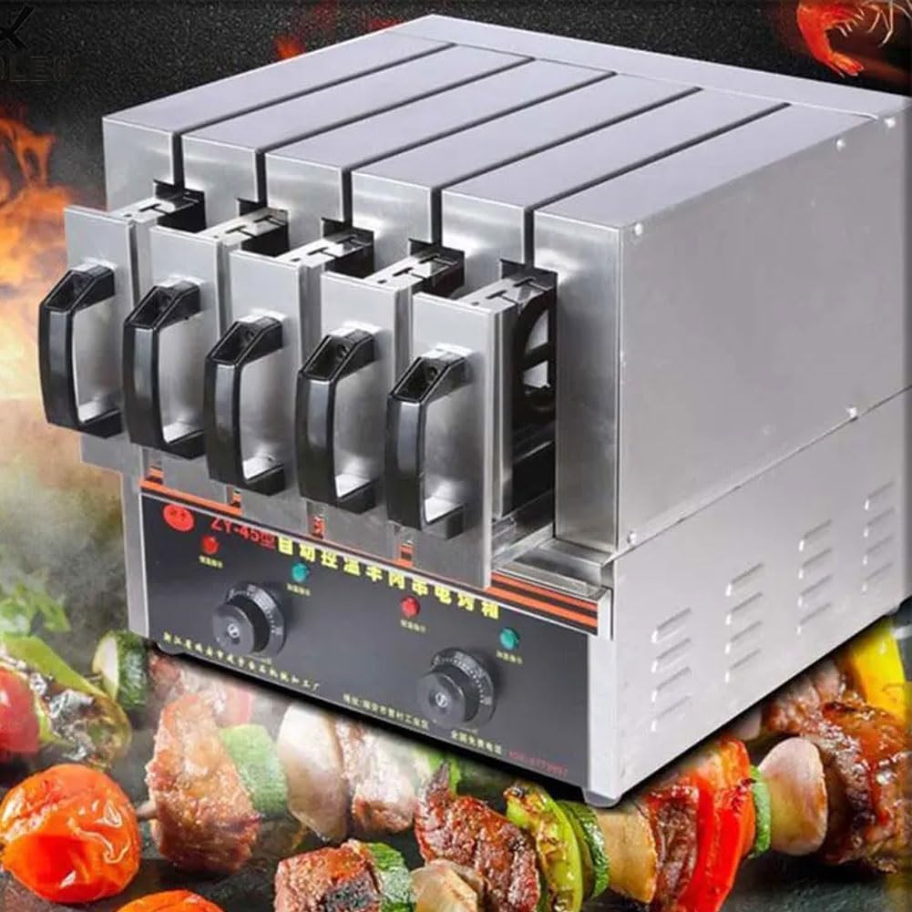 Electric BBQ Grill Machine, 3600W Commercial Smokeless Kebab Barbecue Skewer, 5 Groups BBQ 50 skewers Grill Oven with Adjustable Temperature, for Indoor Outdoor Garden Picnic Camping Seafood Meat