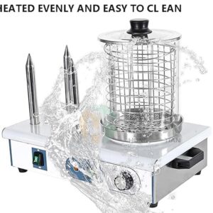 Commercial Hot Dog Sausage Grill Machine, Stainless Steel Hot Dog Bun Heating Machine, Hot Dog Warmer Steamer with Heating Rod & 4-sticks, Temperature Control 50-200℃, for Restaurant, Breakfast Shop