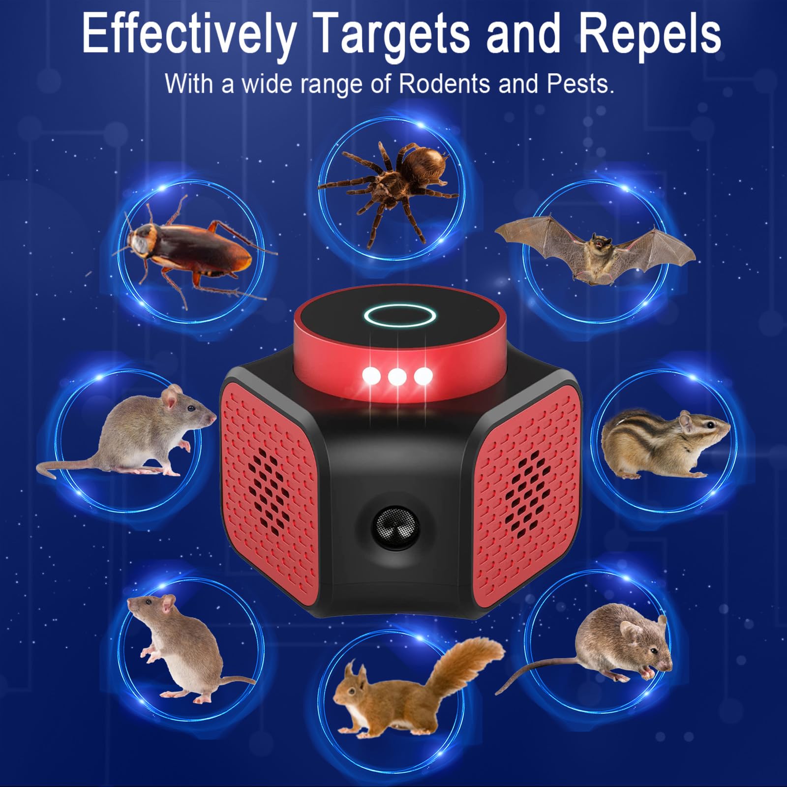 Mouse Repellent Ultrasonic Plug in, Mice Repellent Ultrasonic Rodent Control Squirrel Repellent Rat Repellent for House, Bat Removal Attic Home Basement Garage Rvs